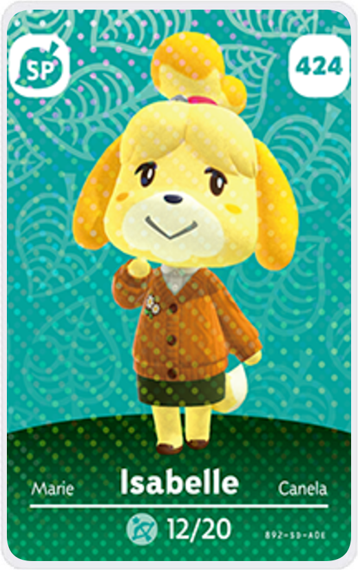 Isabelle #424 - Villager NFC Card Animal Crossing New Horizons Amiibo ...
